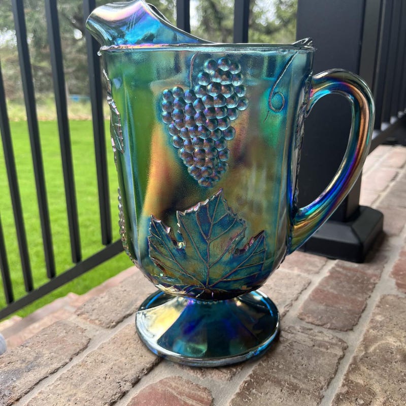 Carnival Glass Large Blue - Etsy