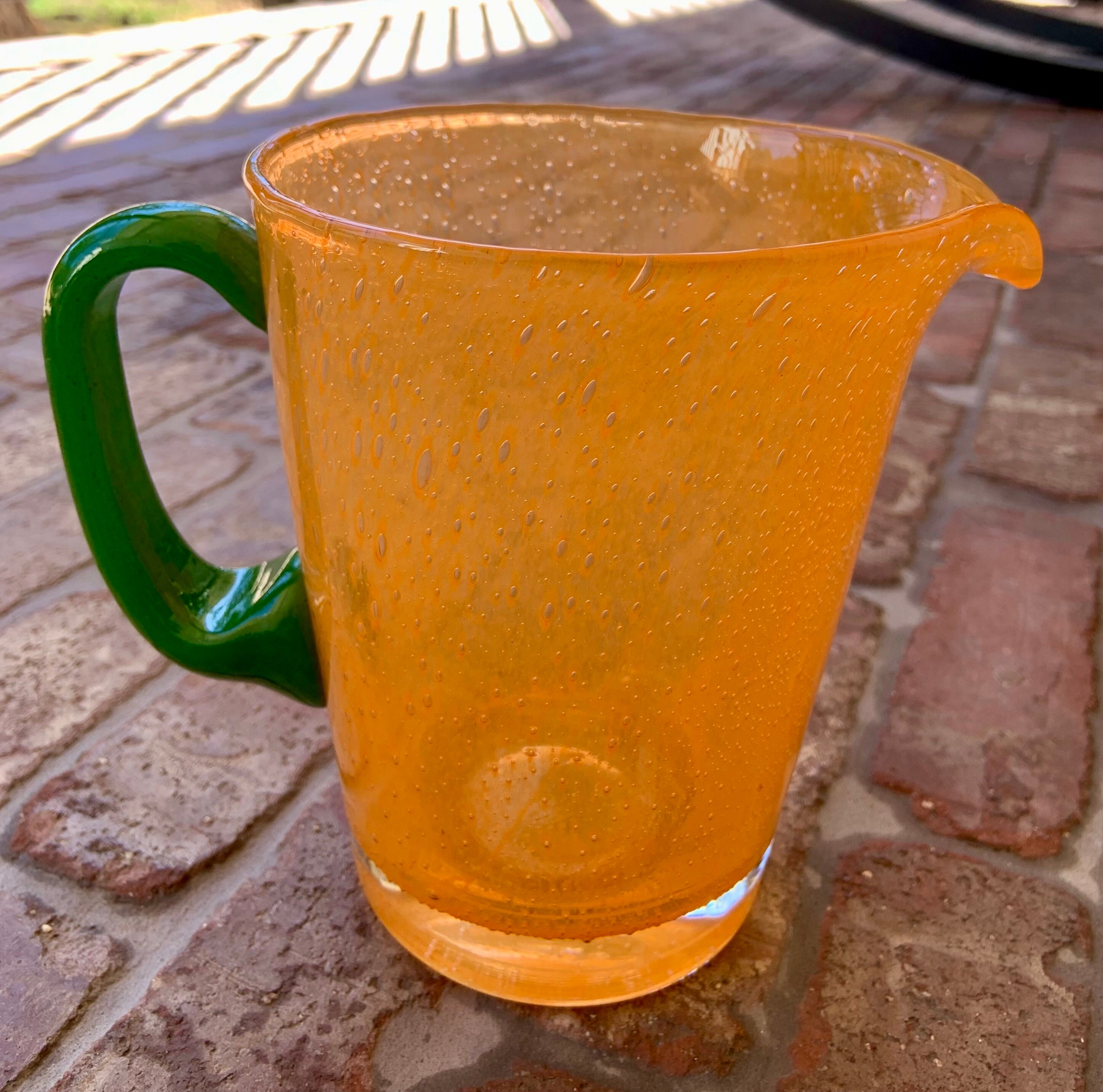 Adorable & Unique Orange and Green Bubble Glass Pitcher and Glasses 5 ...