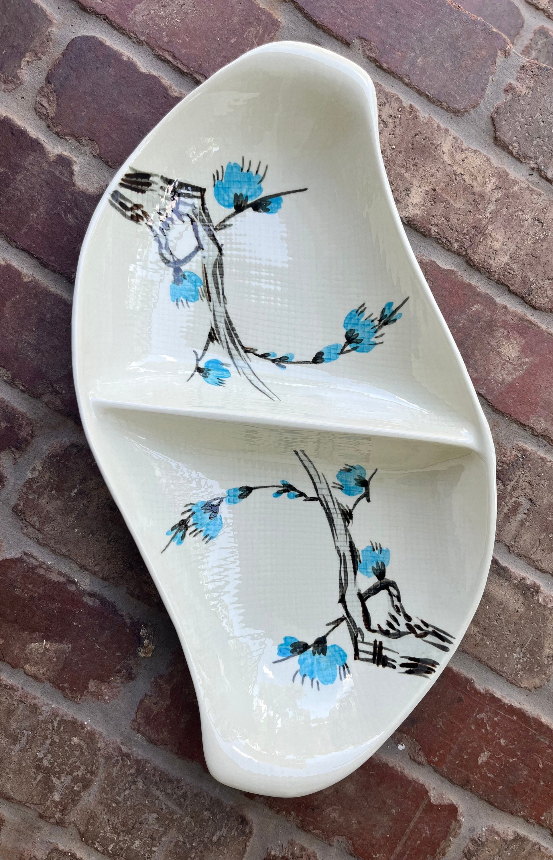 Red Wing Pottery Anniversary Driftwood Divided Vegetable Dish Vintage ...