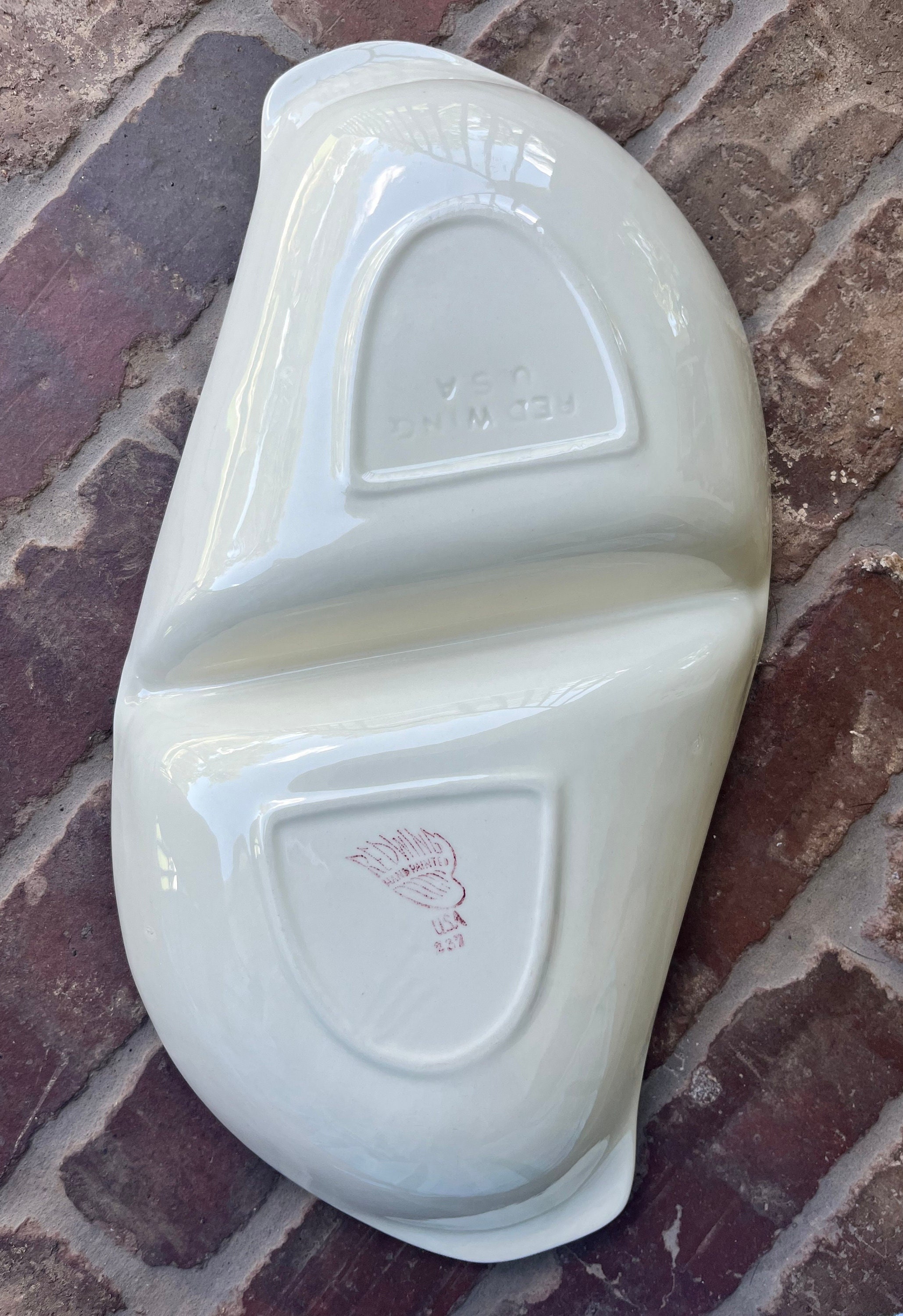 Red Wing Pottery Anniversary Driftwood Divided Vegetable Dish Vintage ...