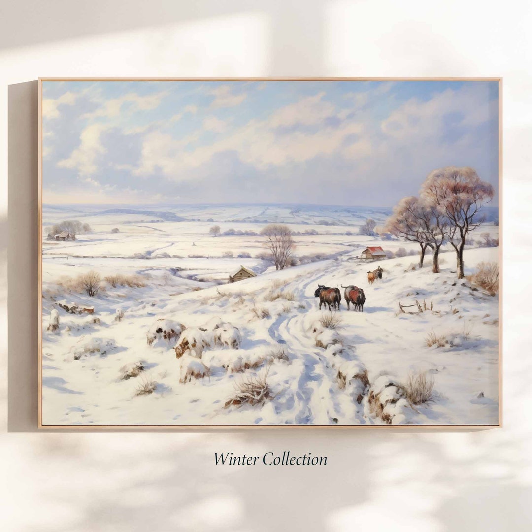 Pastoral in White Original Art Painting Winter Landscape - Etsy