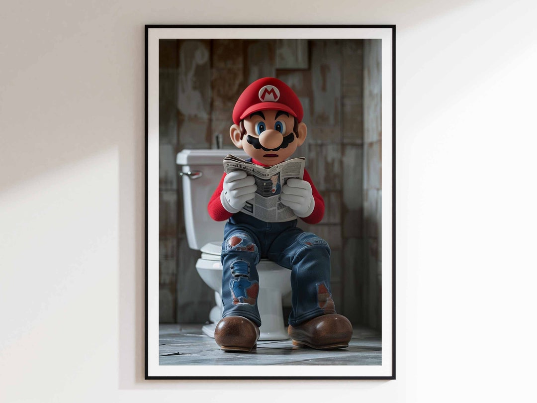 Super Mario Poster, Bathroom Wall Art, Bathroom Funny Print, Mario Game ...