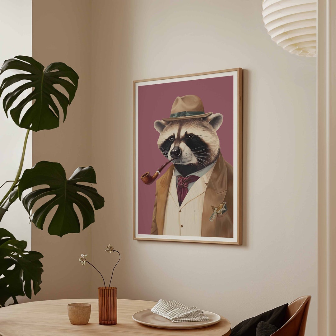 Raccoon Art Print, Animal Portrait Wall Art, Original Art Painting ...