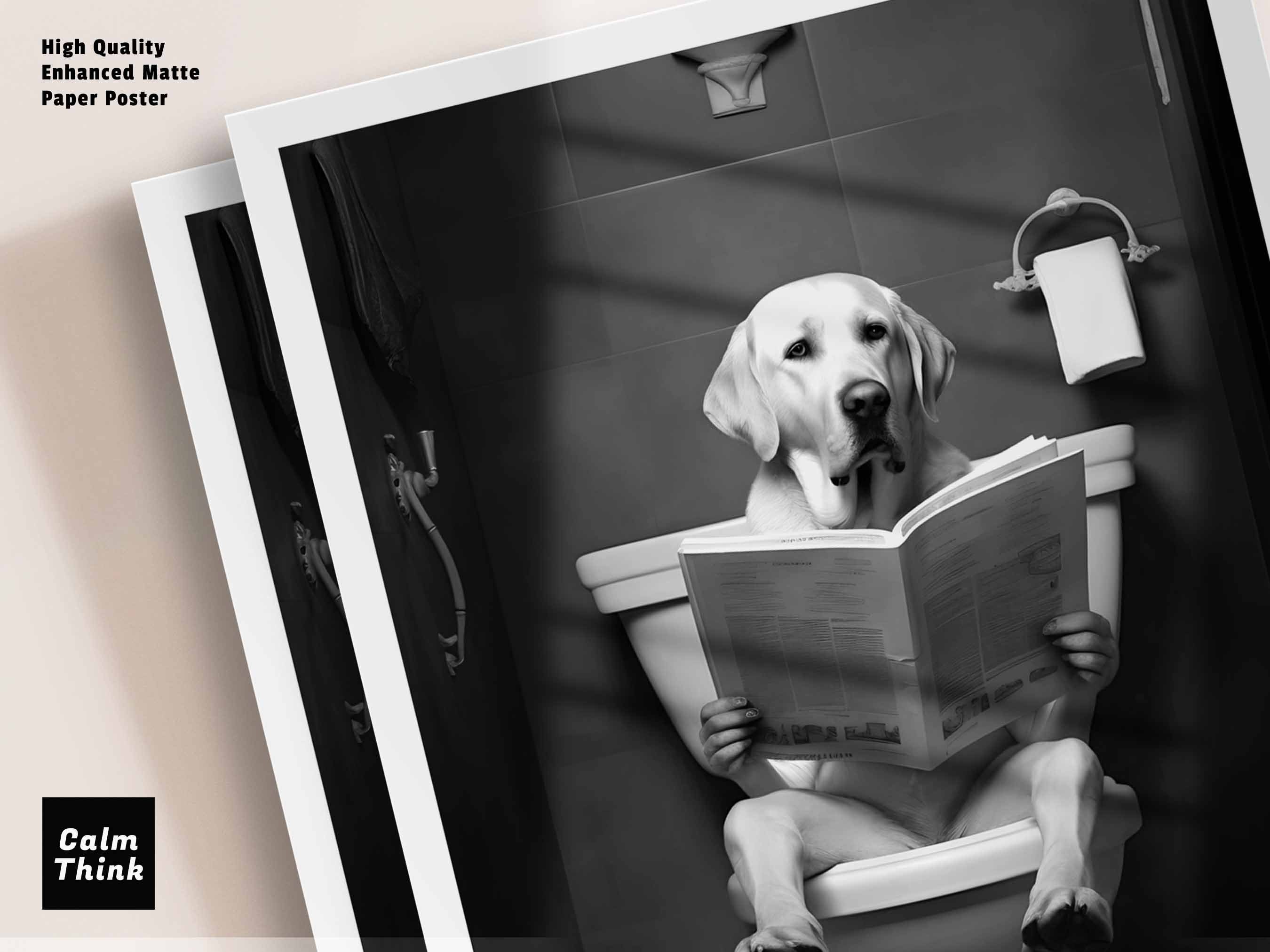 Prints Poster Bathroom Wall Art Dog Reading Newspaper Animal - Etsy