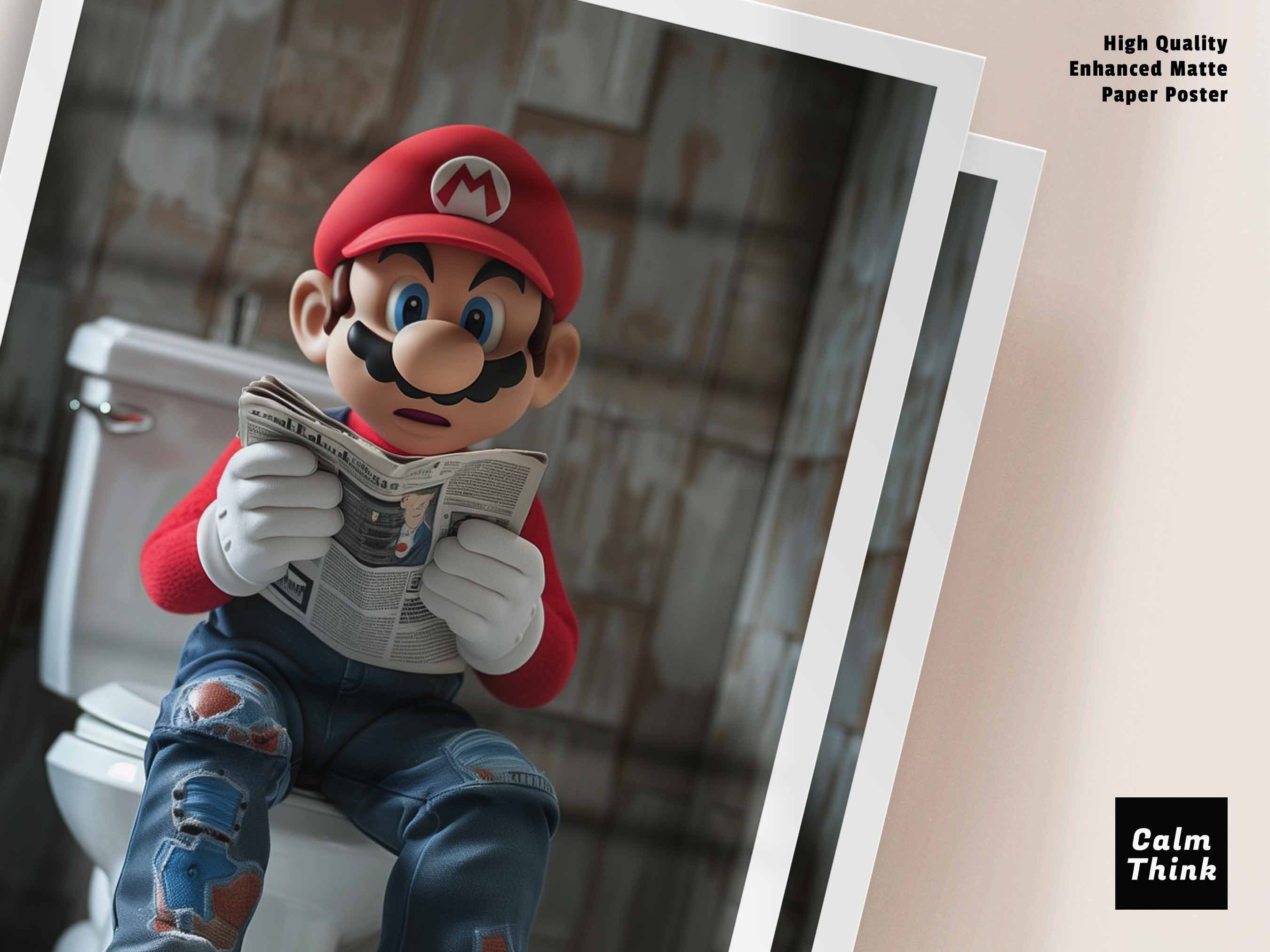 Super Mario Poster, Bathroom Wall Art, Bathroom Funny Print, Mario Game ...
