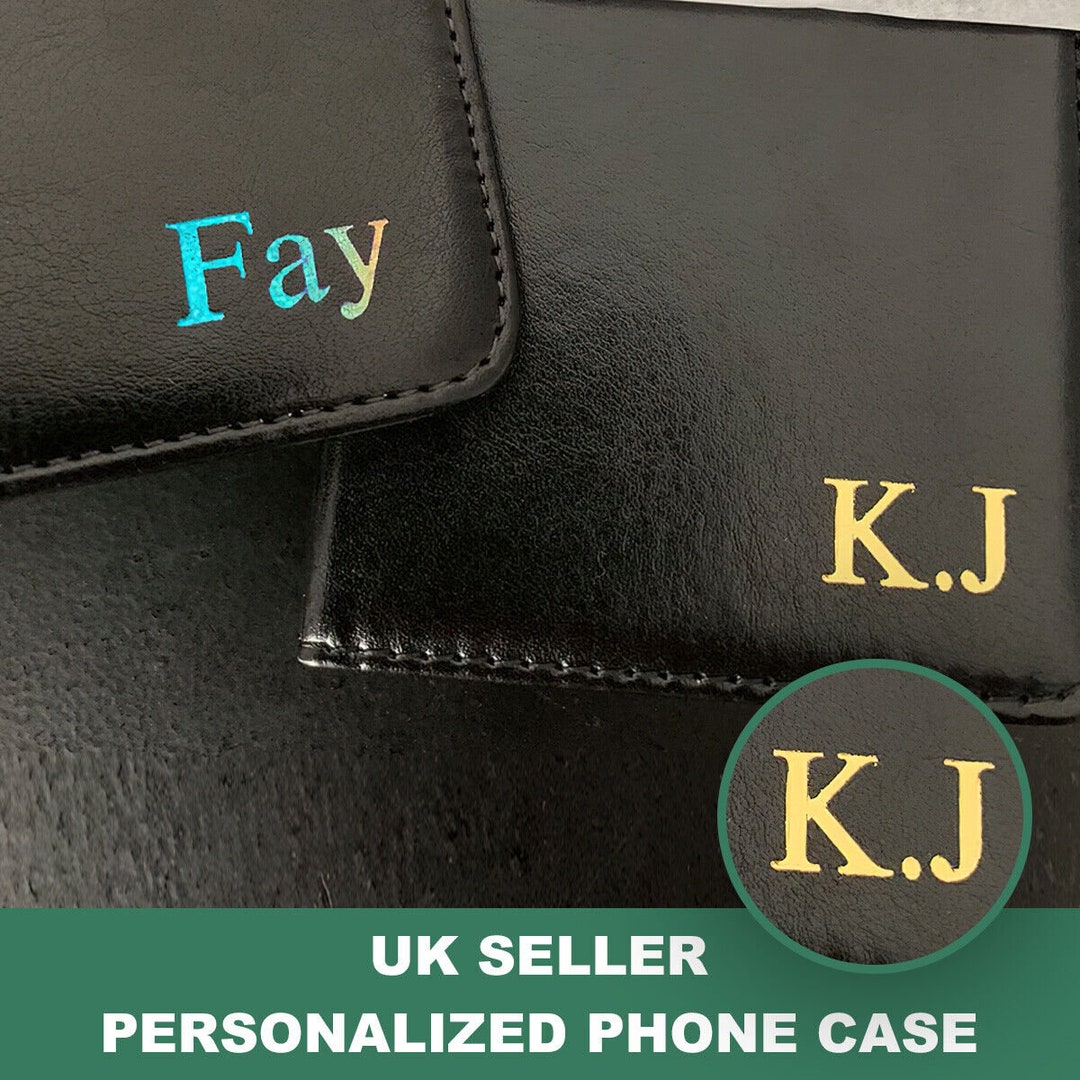 Leather Initials Samsung Phone Wallet Case, Personalised Custom ...