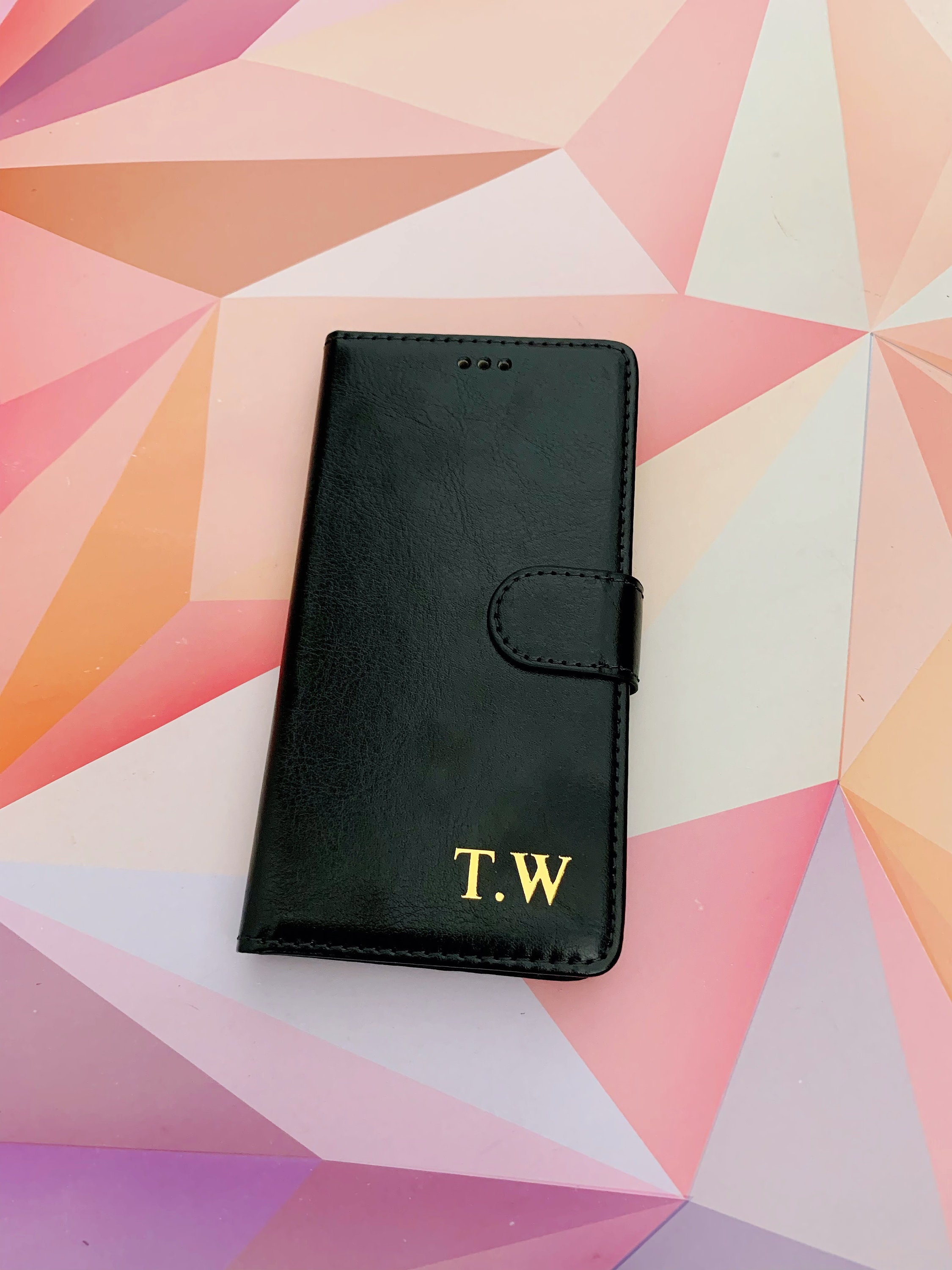 Leather Initials Moto Phone Wallet Case, Personalised Custom Initials ...