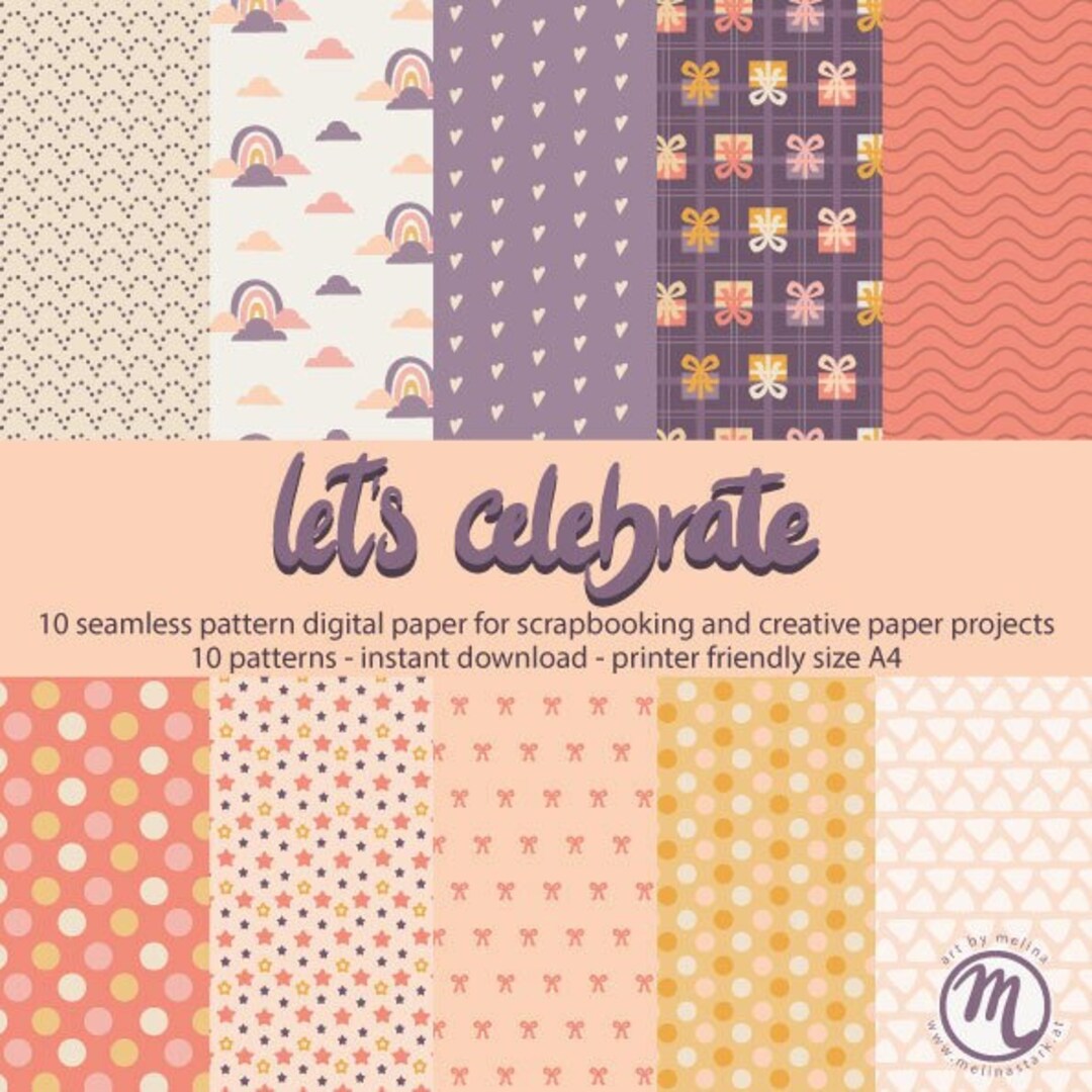 Let's Celebrate Today Digital Paper Set, Birthday, Celebration ...