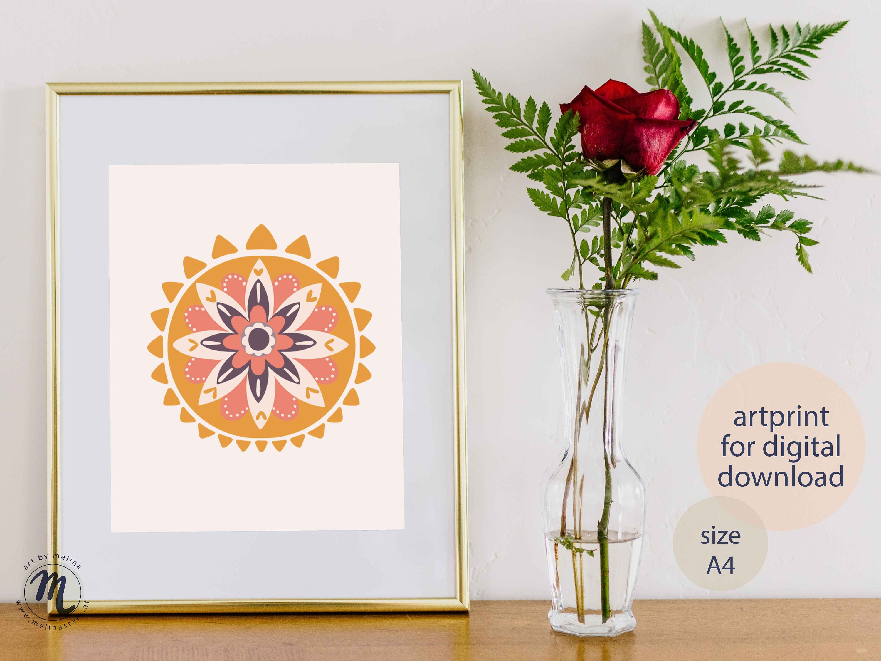 Printable A4 Folk Art Sun Poster, Colorful Sunshine Art Print, Instant ...