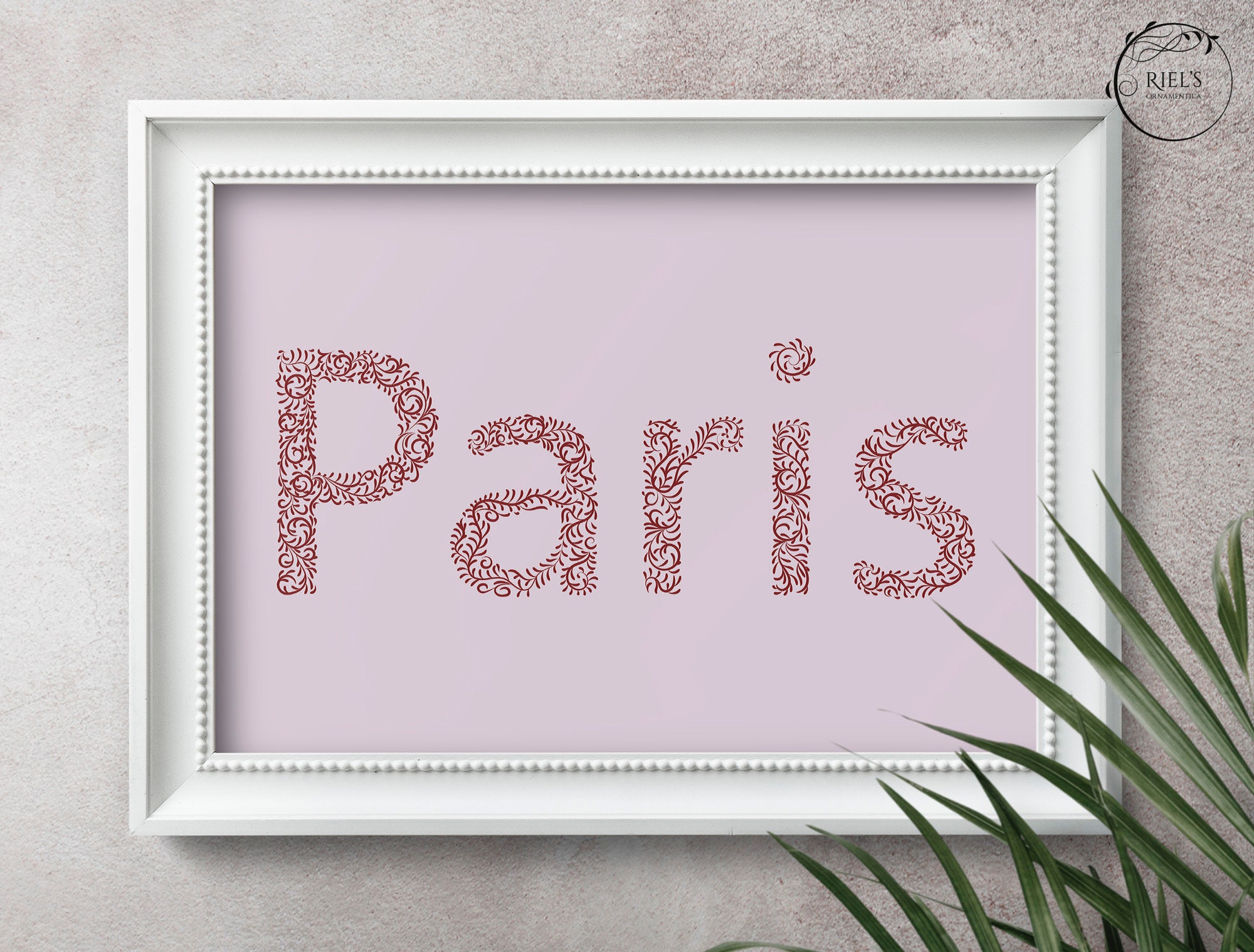 Paris-hand-drawn Printable Wall Art, Purple Burgundy Poster, Name Gift ...