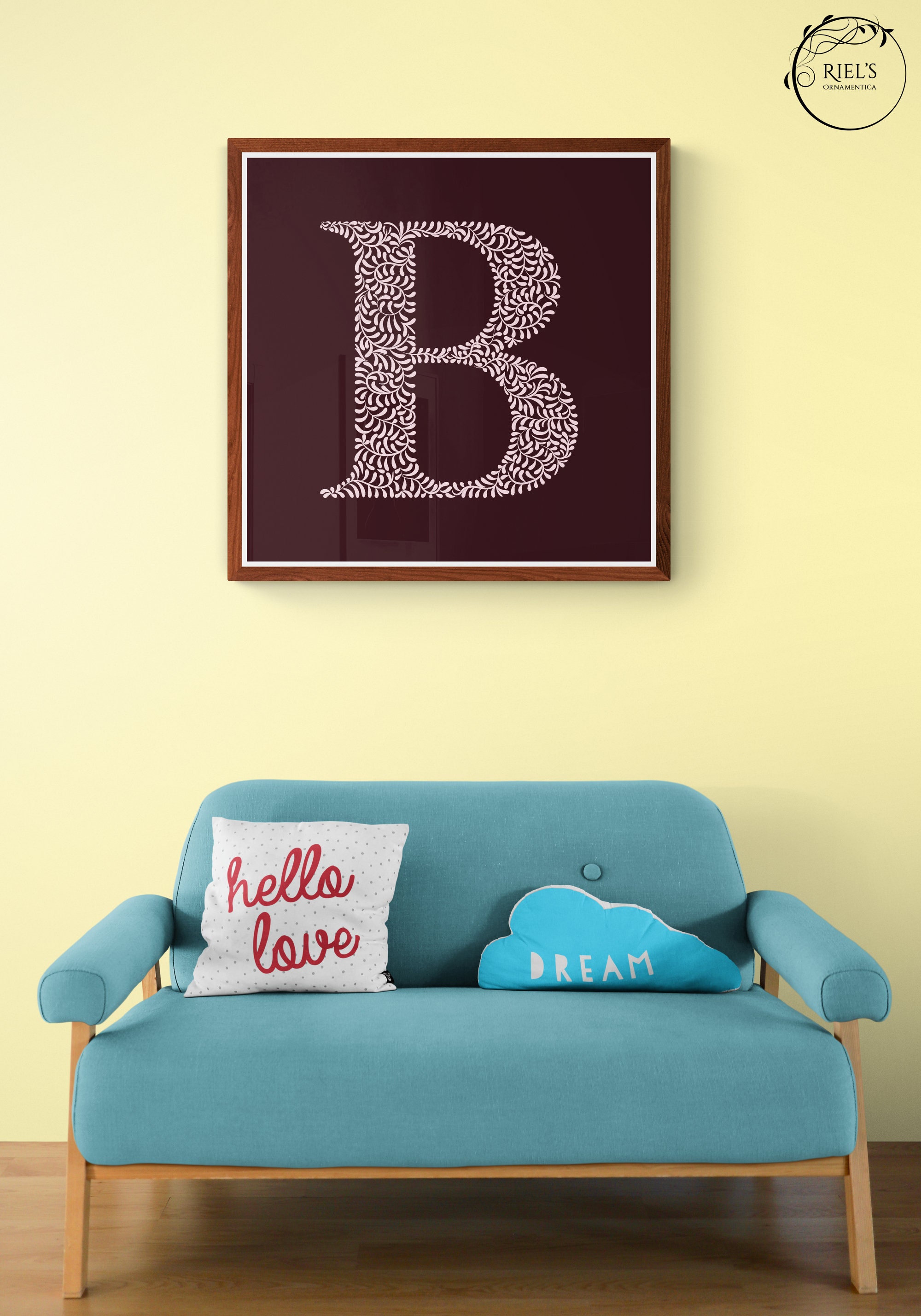 Decorative Letter B, Hand-drawn Printable Wall Art, Downloadable ...