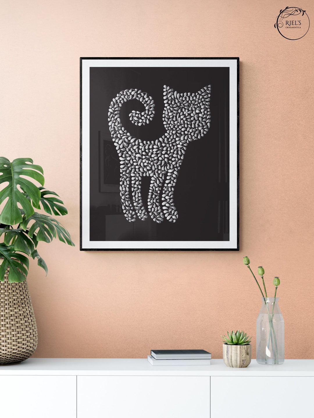 Cute Cat Wall Poster, Printable Digital Art, Cat Lover Gift, Aesthetic ...