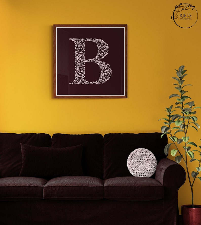 Decorative Letter B, Hand-drawn Printable Wall Art, Downloadable ...