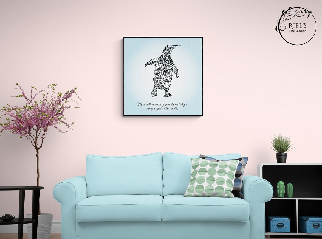Penguin Wall Art With Inspirational Quote, Downloadable Digital Art ...