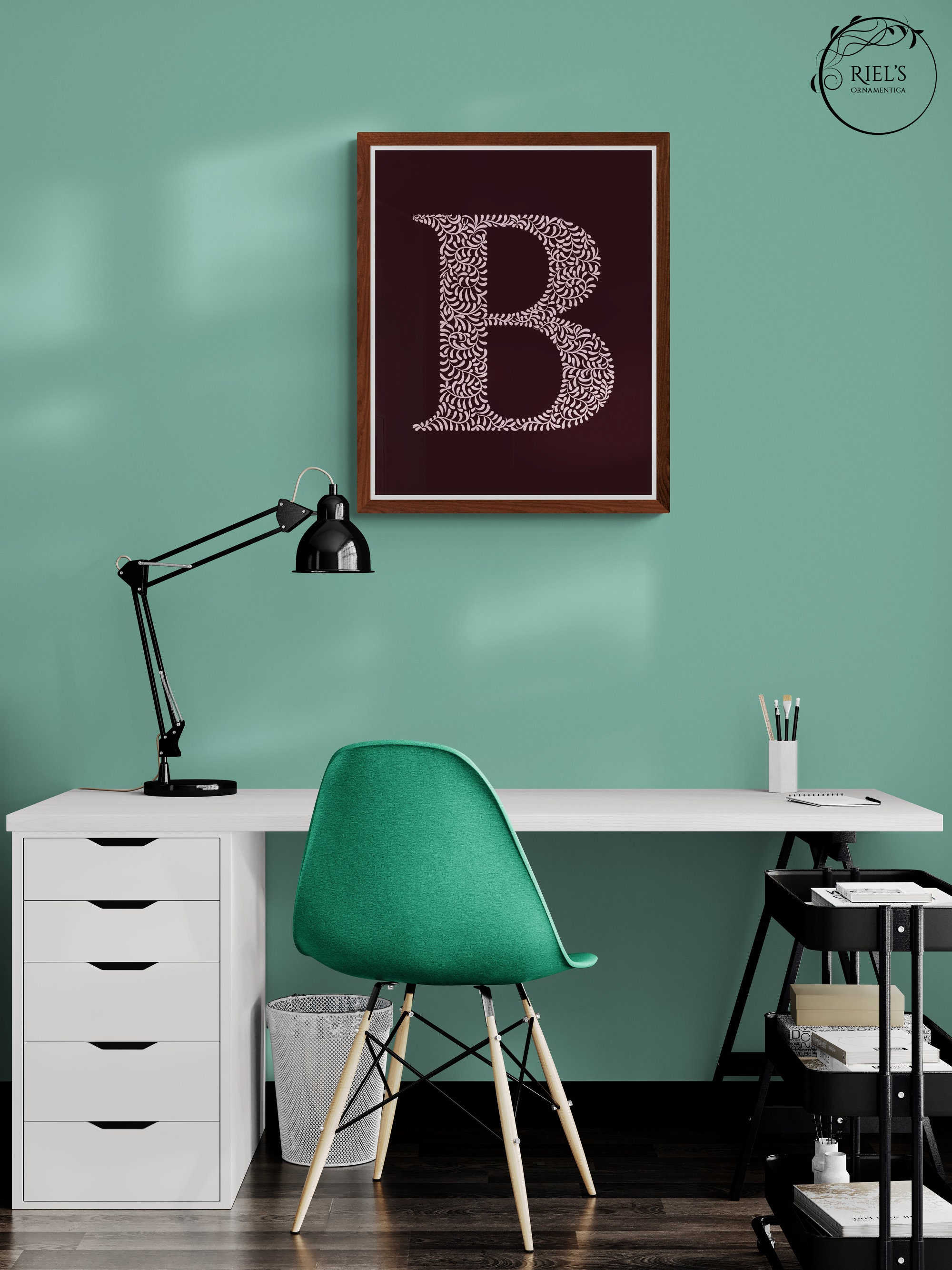 Decorative Letter B, Hand-drawn Printable Wall Art, Downloadable ...