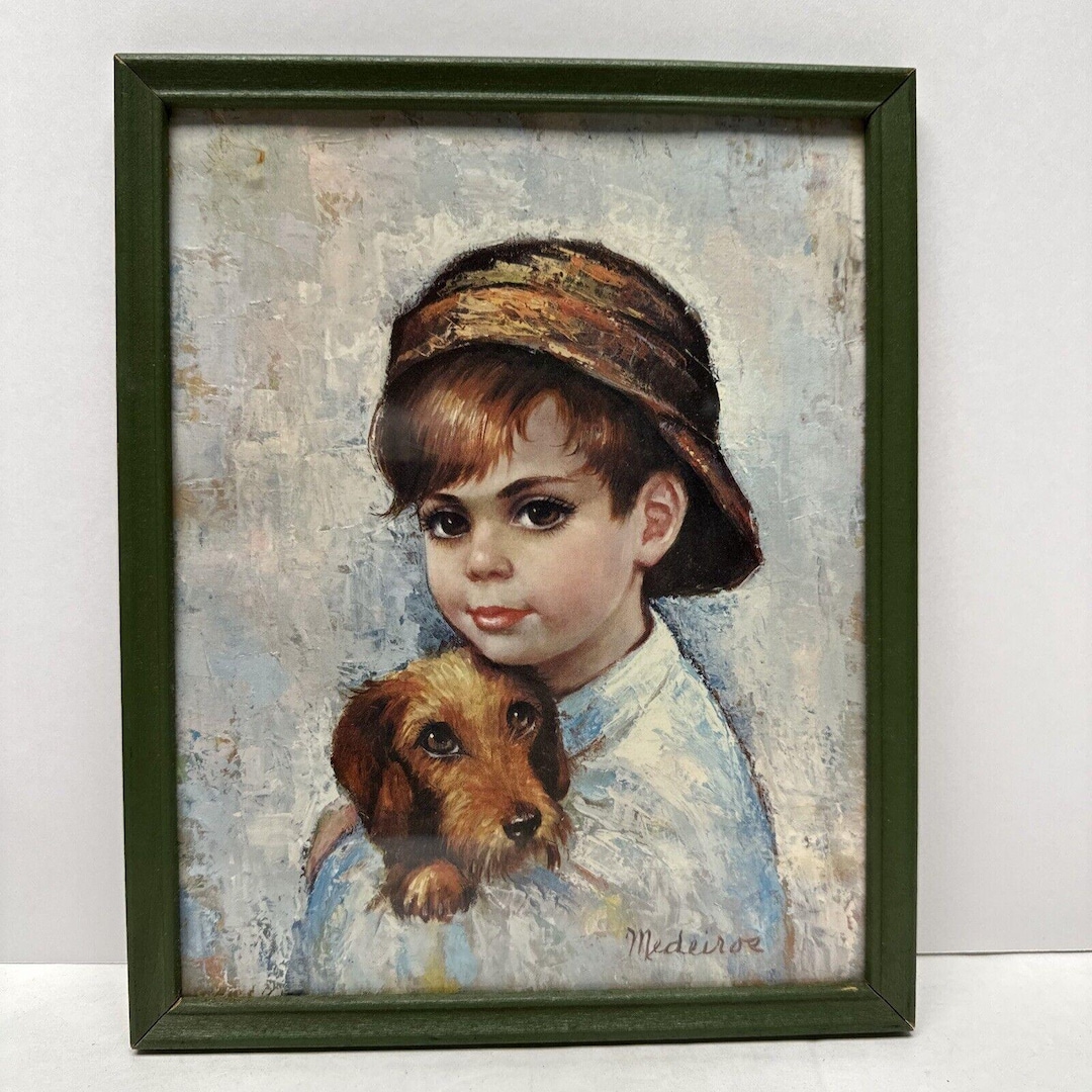 Medeiros Tom Sawyer Big Eyed Boy Dog Puppy Framed Print 10.5x8.5 ...