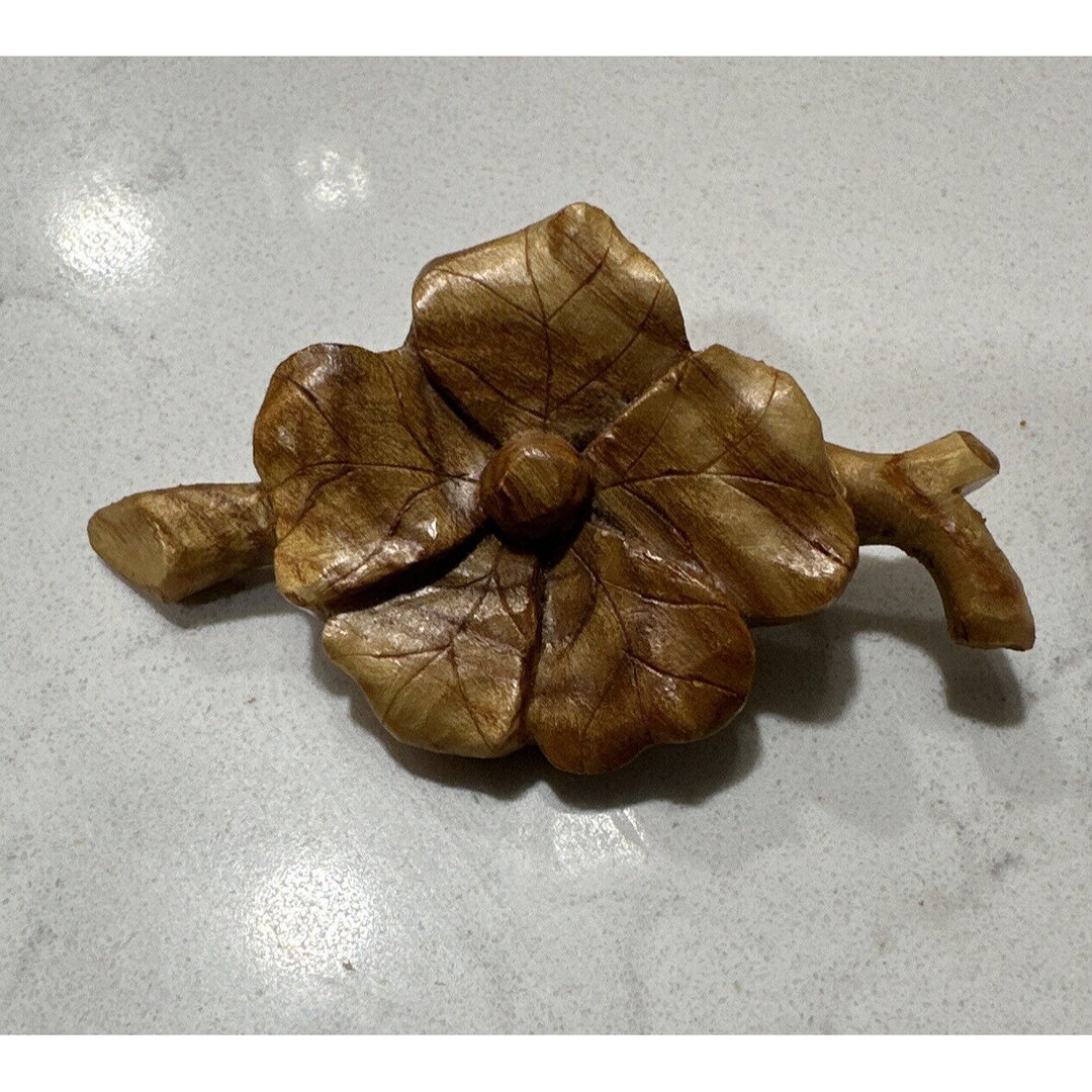 Vintage Hand Carved Wood Flower Pin Brooch Measures 2 3/8 Inch - Etsy