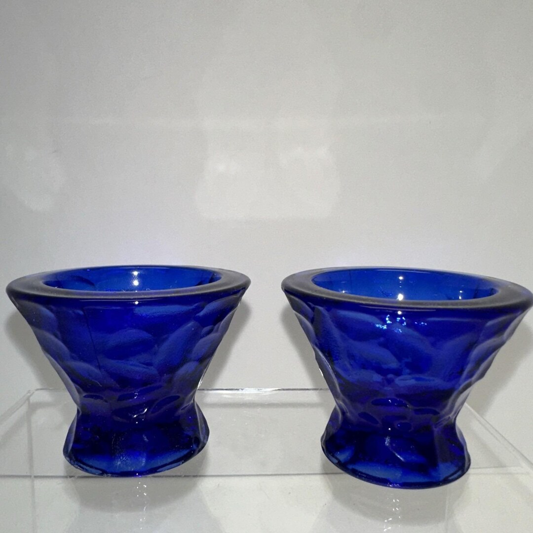 Luminarc Cobalt Blue Glass Egg Cups Set of 2 France 1.75” H X 2.25”W ...