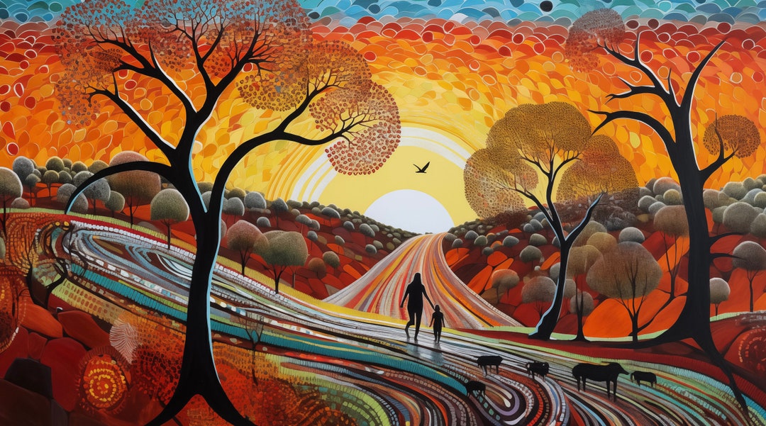 Aboriginal Art Digital Prints Indigenous-inspired Wall Decor, Vibrant ...