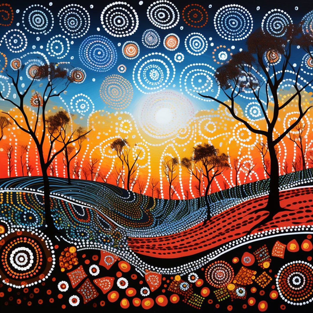 Aboriginal Art Digital Prints Indigenous-inspired Wall Decor, Vibrant ...