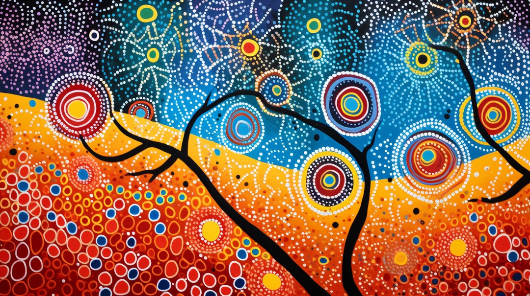 Aboriginal Art Digital Prints Indigenous-inspired Wall Decor, Vibrant ...