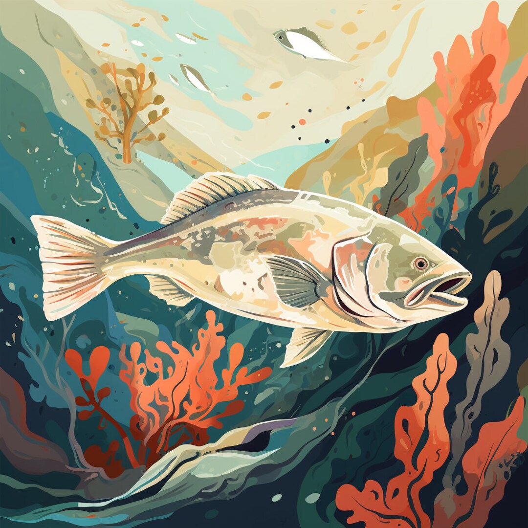 Halibut Digital Art - Etsy