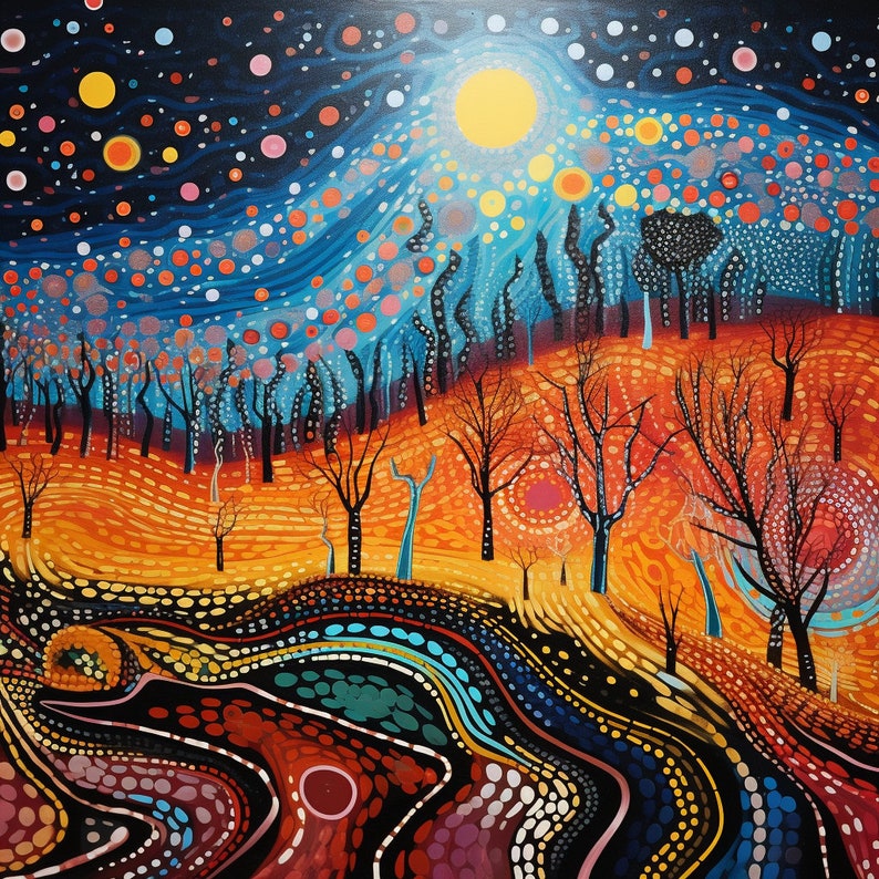 Aboriginal Art Digital Prints Indigenous-inspired Wall Decor, Vibrant ...