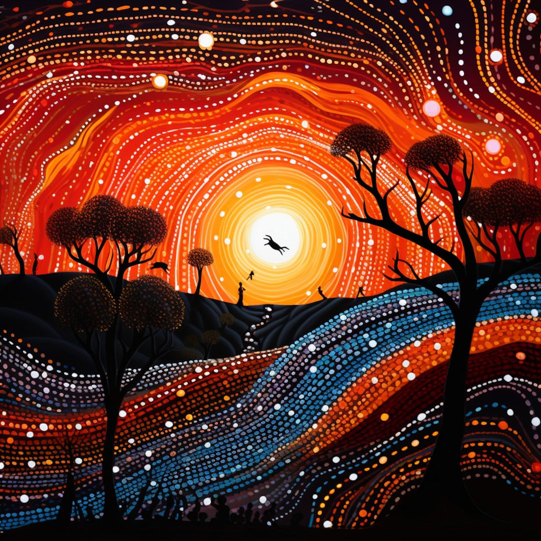 Aboriginal Art Digital Prints Indigenous-inspired Wall Decor, Vibrant ...