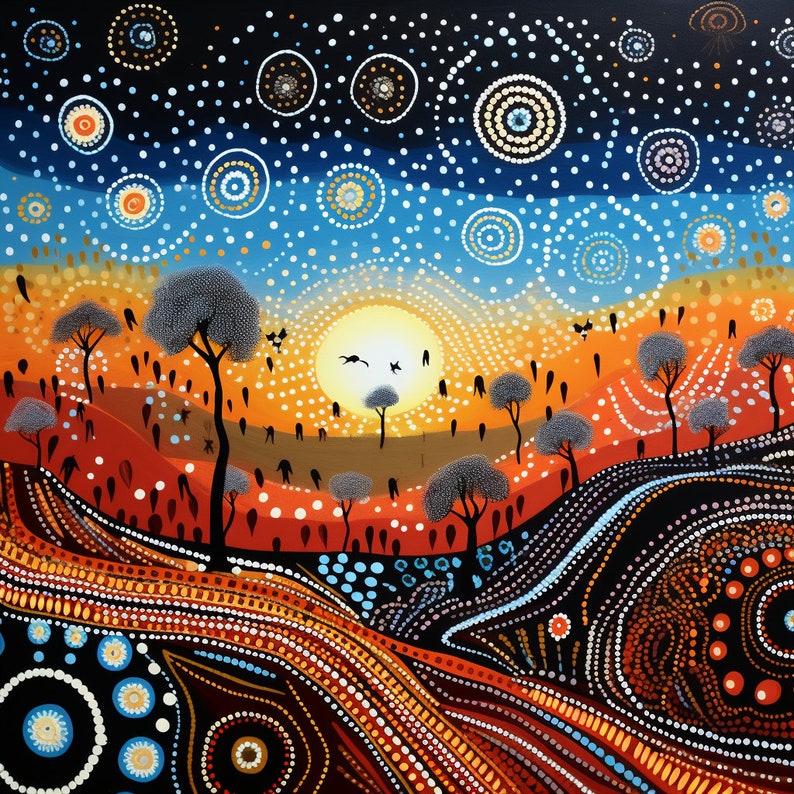 Aboriginal Art Digital Prints Indigenous-inspired Wall Decor, Vibrant ...