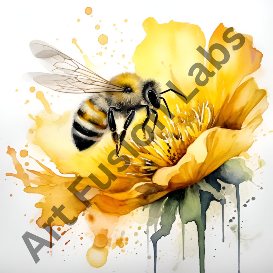 Watercolor Honey Bee Clipart, Spring Garden Honey Drips and Bee Clip ...