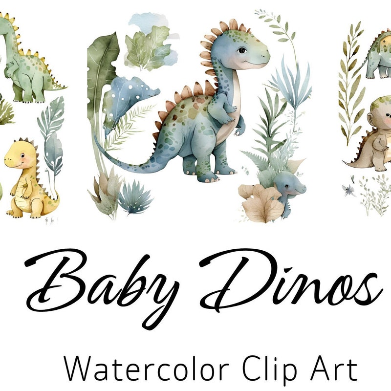 Watercolor Dinosaur - Etsy