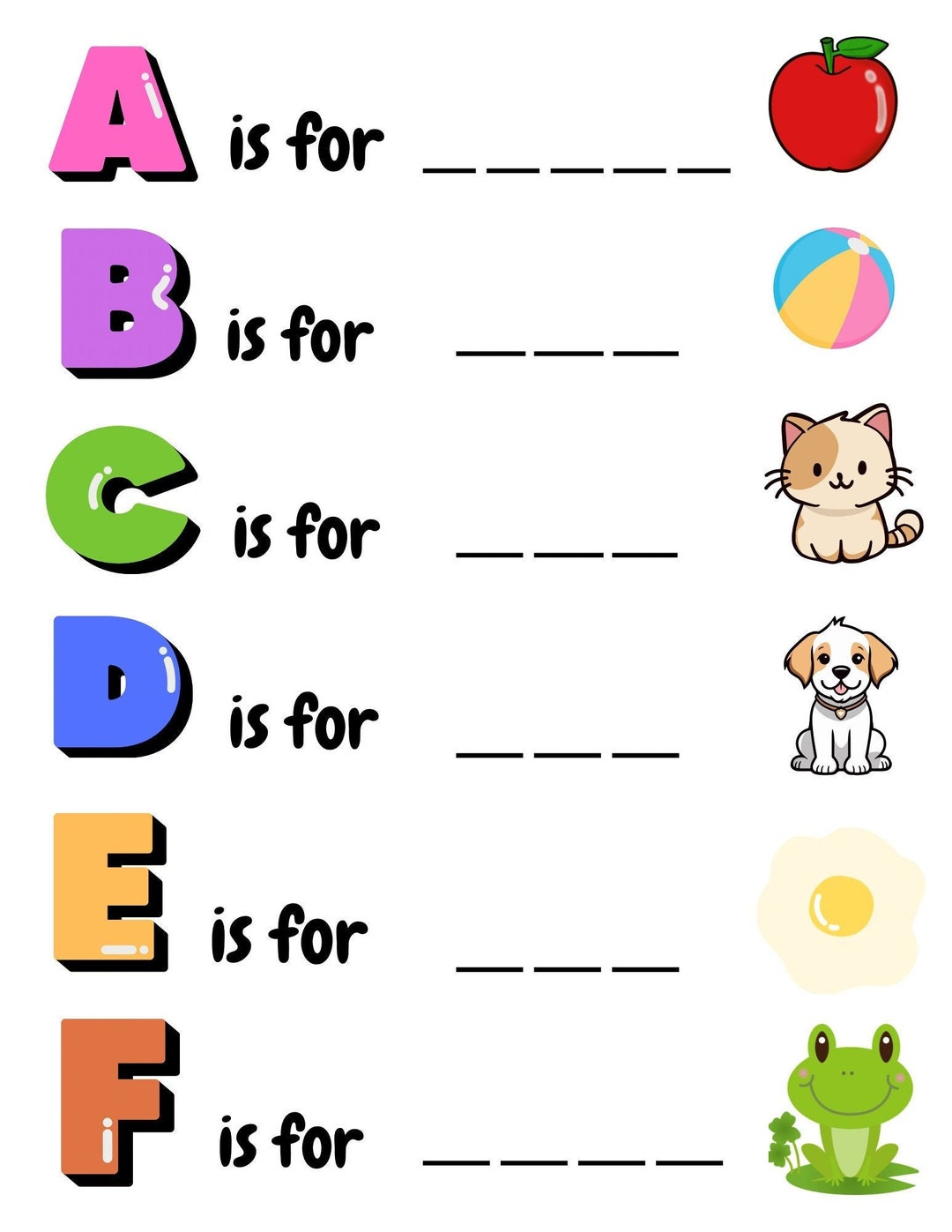 Colorful Alphabet Worksheets - Etsy
