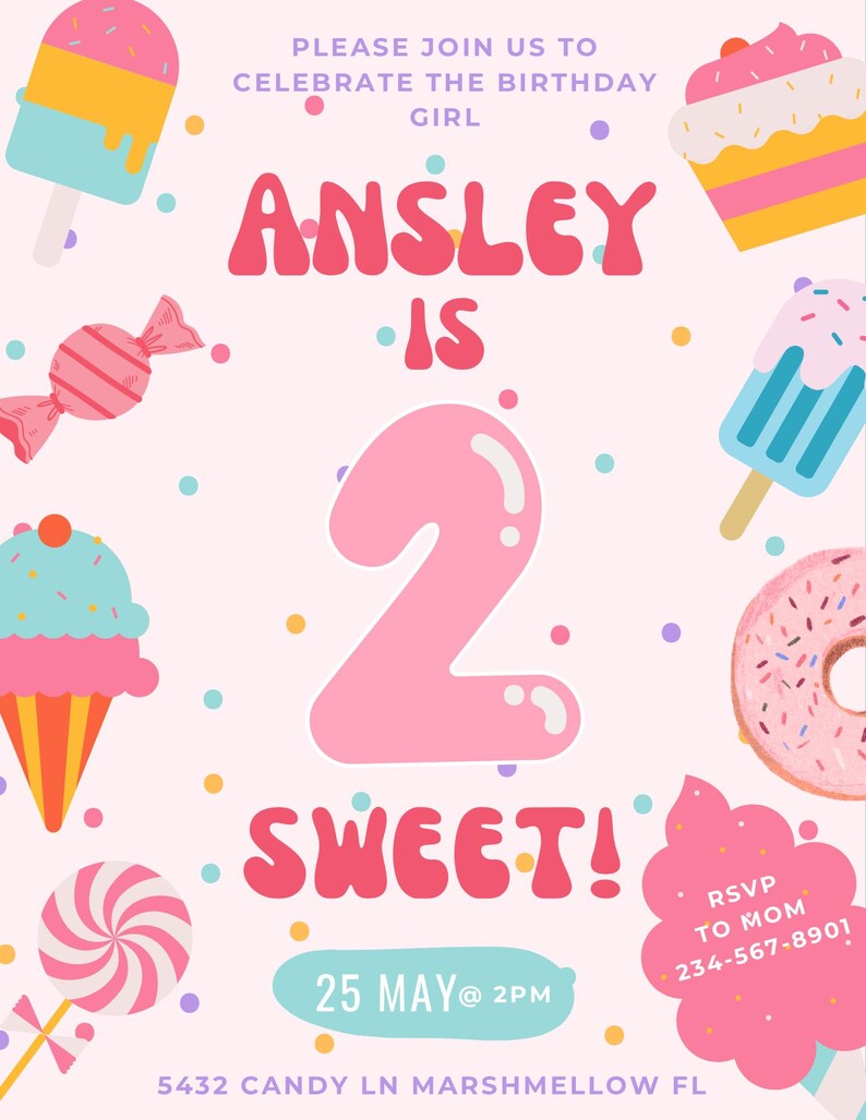Two Sweet Birthday Invitation - Etsy