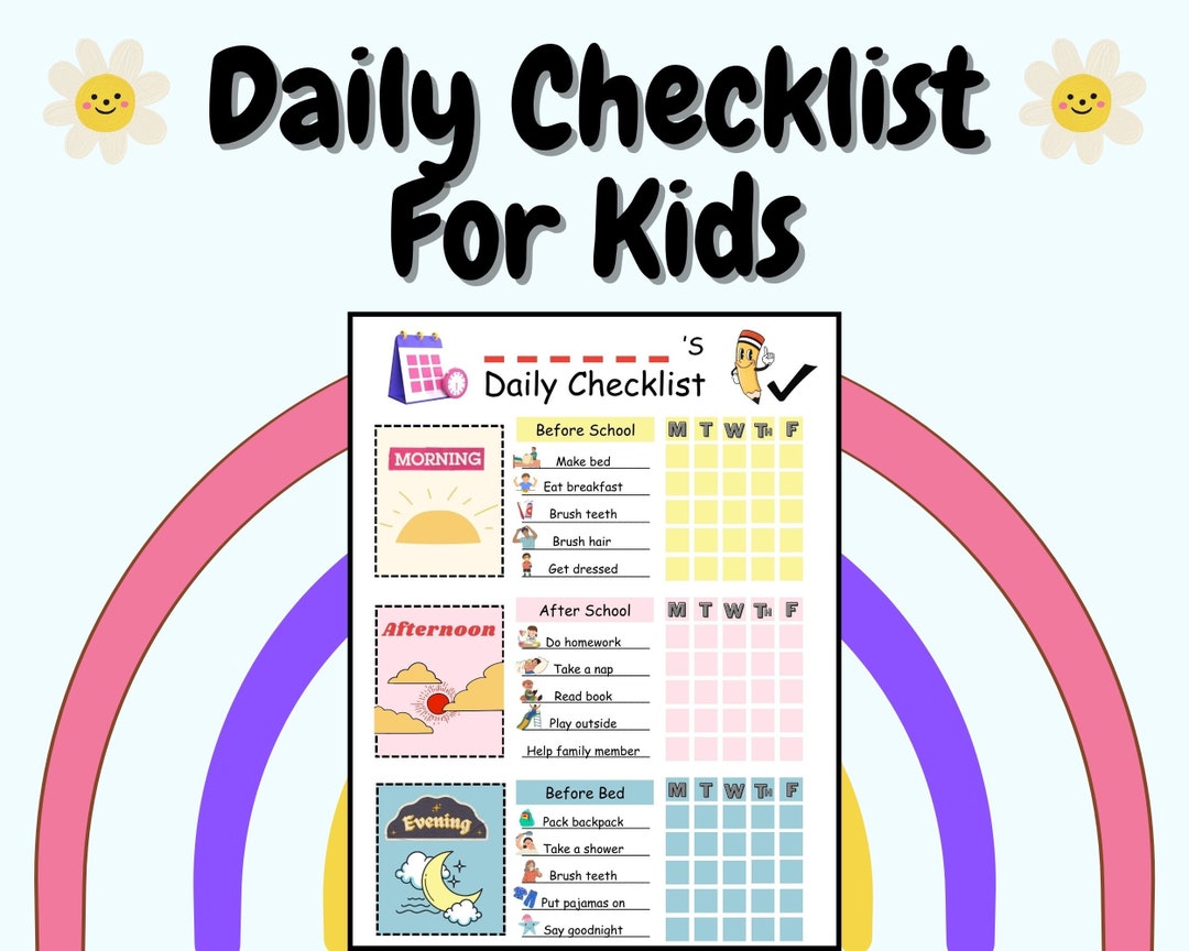 Kids Checklist | Daily Routine | Kids Chart | Printable Checklist ...