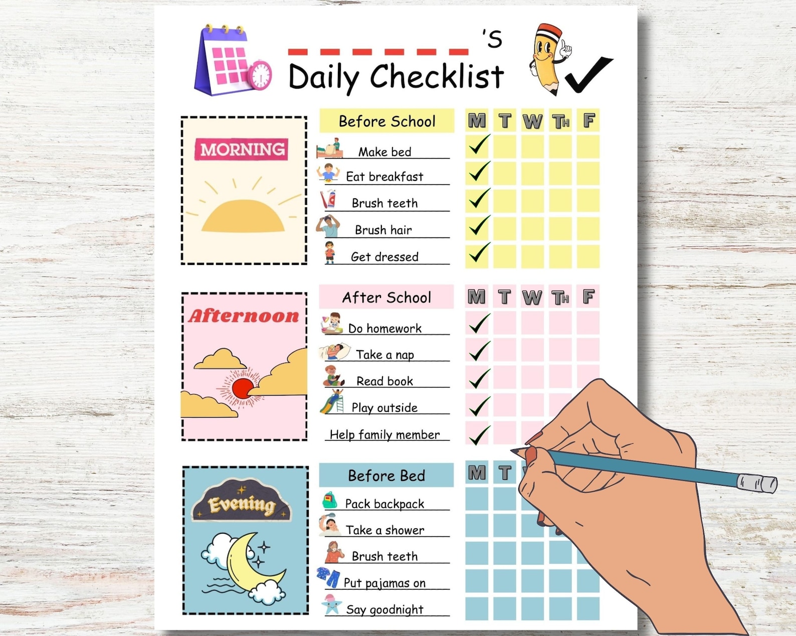 Kids Checklist | Daily Routine | Kids Chart | Printable Checklist ...