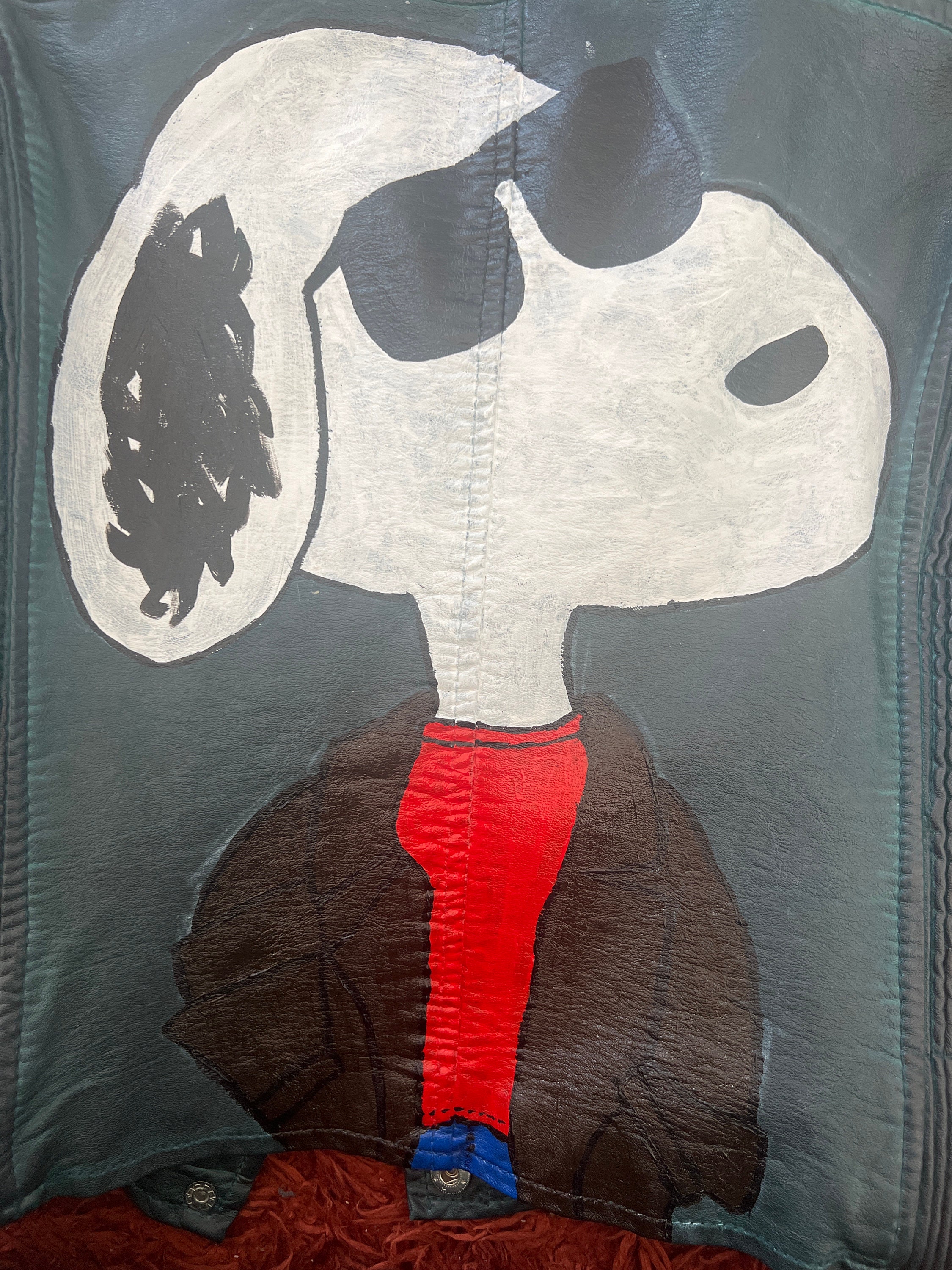 Upcycled Fake Leather Snoopy Biker Jacket - Etsy