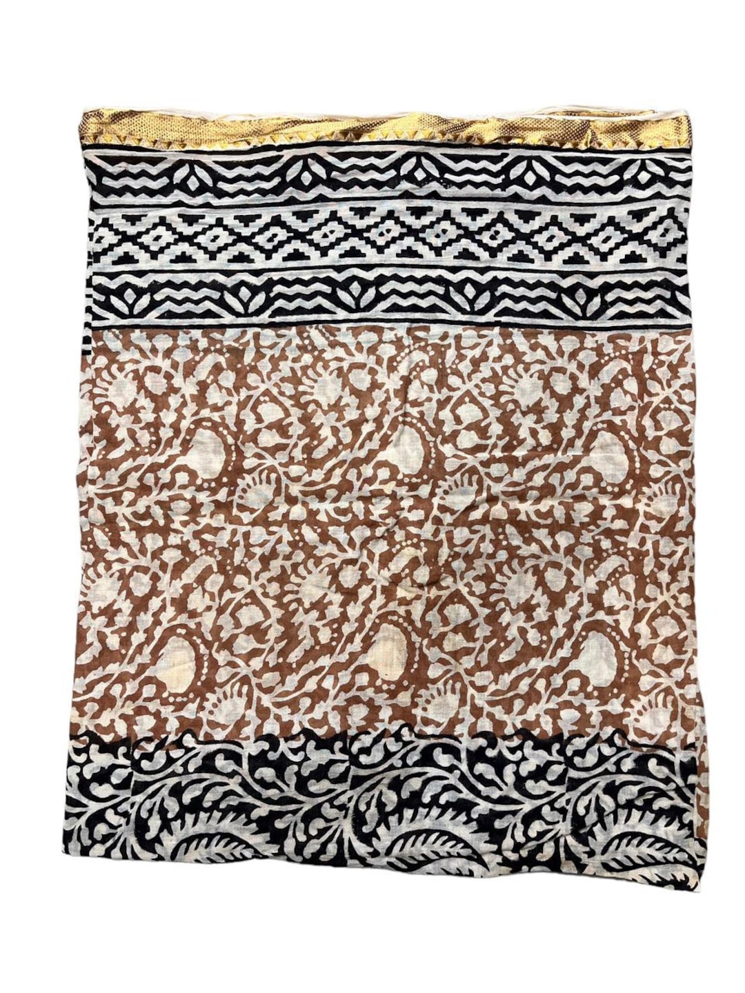 Silk Border Hand Block Printed Sarong,scarf,pareo,beach Wrap Up,made ...