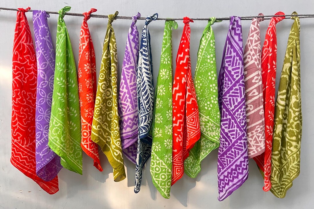 Set of 14 Mud Printed Bandana,neckkerchief,handkerchief,necktie Made ...