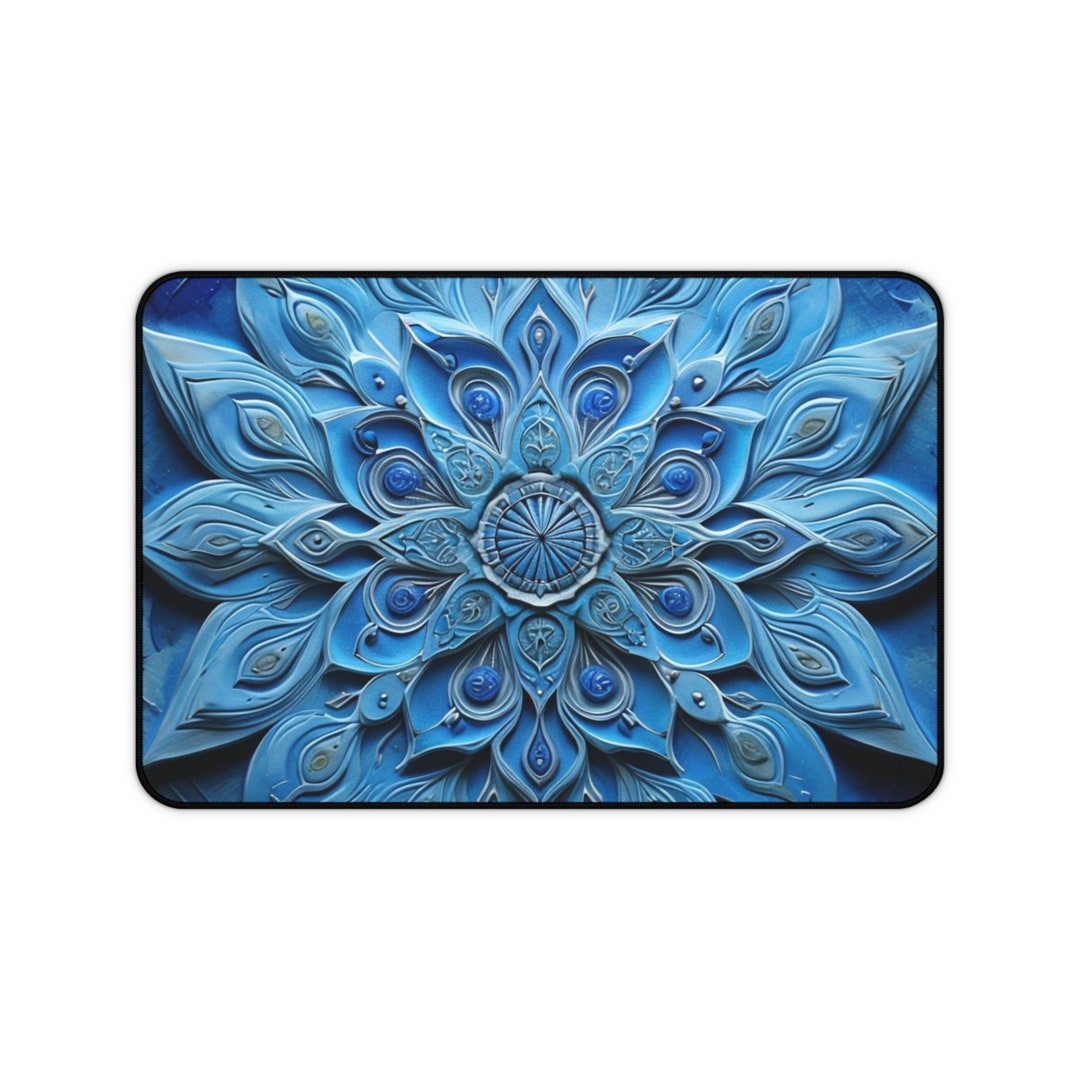 Mandala Desk Mat, Blue Desk Pad, Office Desk Accessories, Boho Mouse ...
