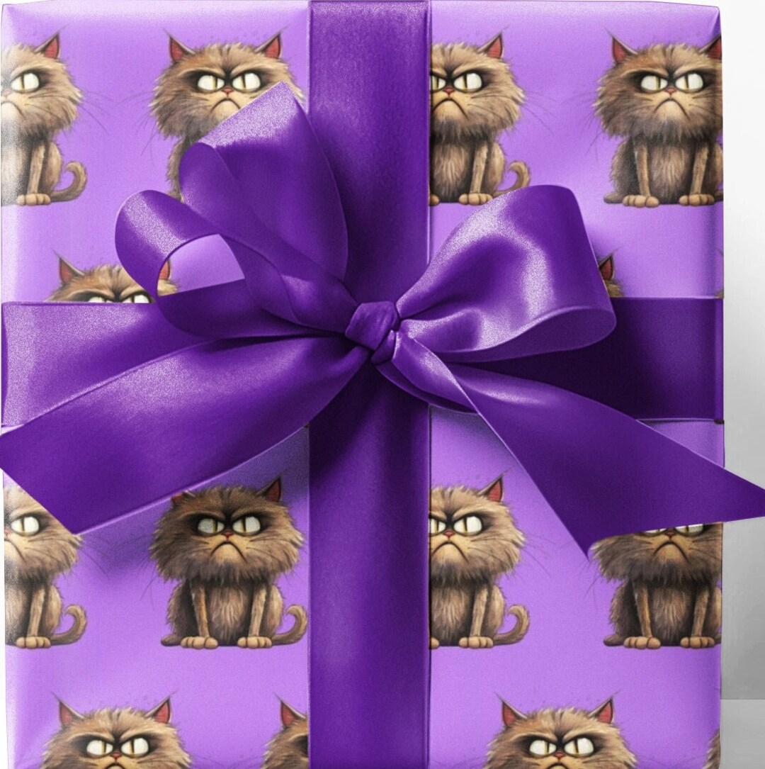 Grumpy Cat Wrapping Paper Funny Cat Gift Wrap Any Occasion Gift Wrap ...