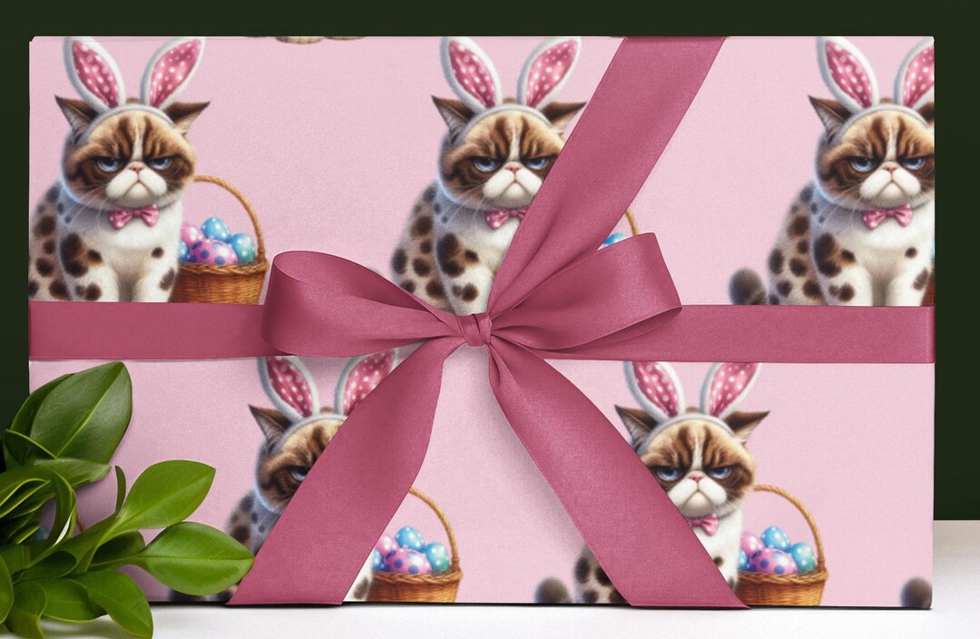 Grumpy Cat Easter Wrapping Paper - Funny Bunny Cat Gift Wrap 24x72 or ...
