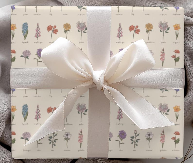 Vintage Botanical Floral Gift Wrap Wildflower Wrapping Paper Nature ...