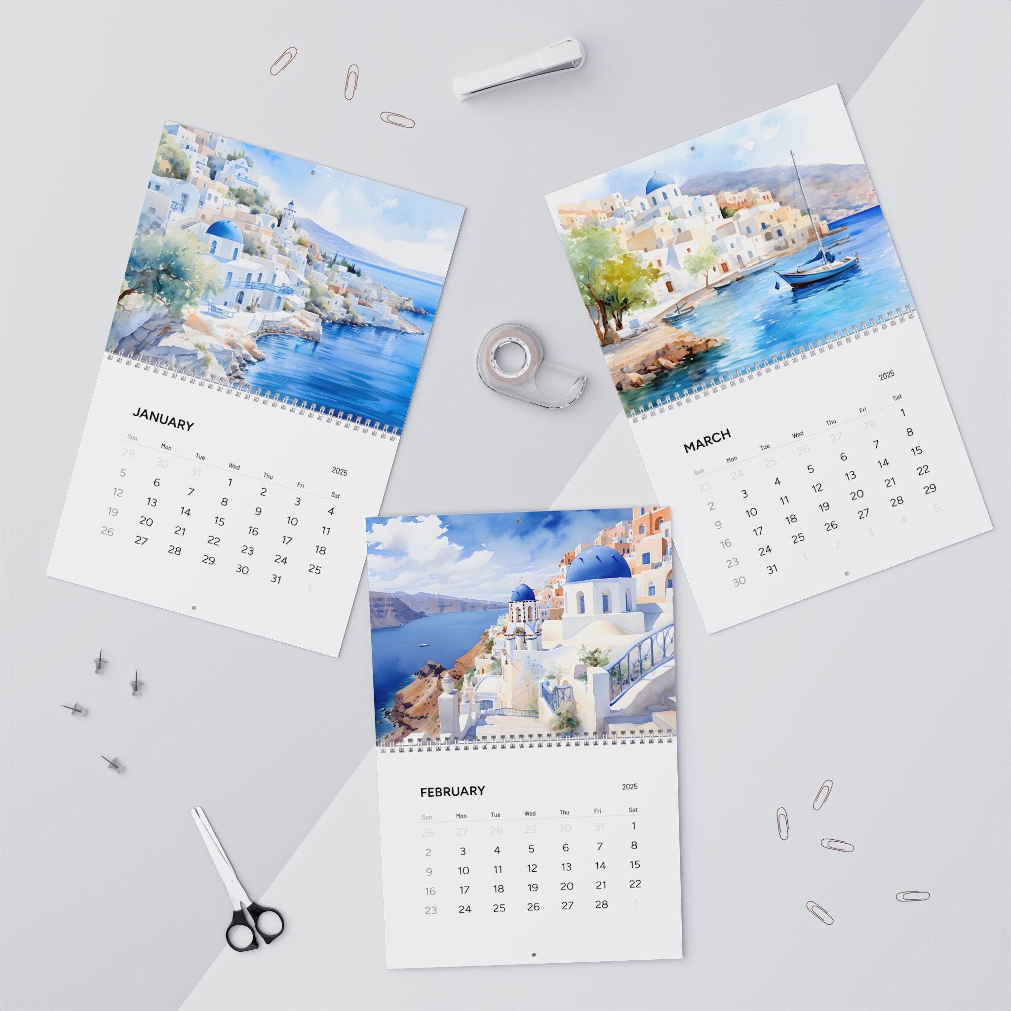 Wall Calendars 2025 Greece in Watercolor, Greek Islands Calendar ...