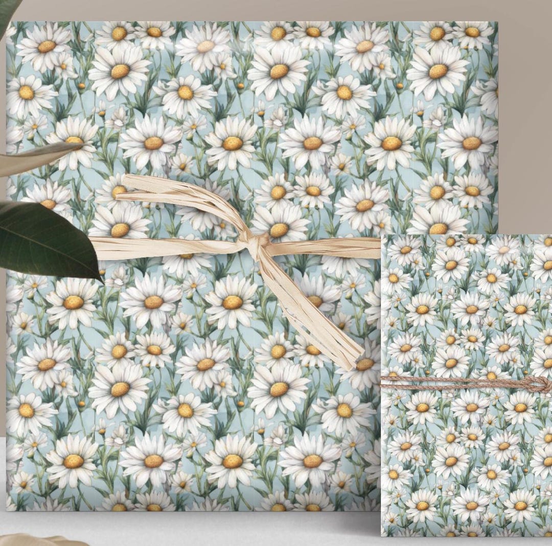 April Birth Flower Daisy Gift Wrap Rolls Available in 24 X 72 or 24 X ...