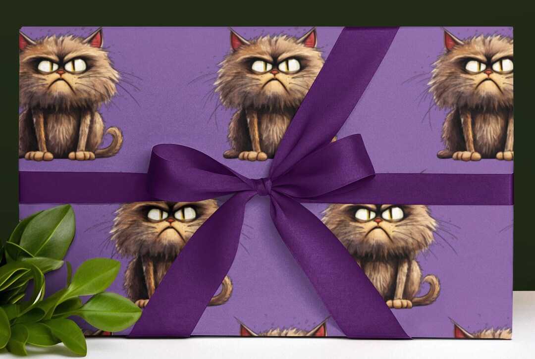 Grumpy Cat Wrapping Paper | Funny Cat Gift Wrap | Any Occasion Gift ...