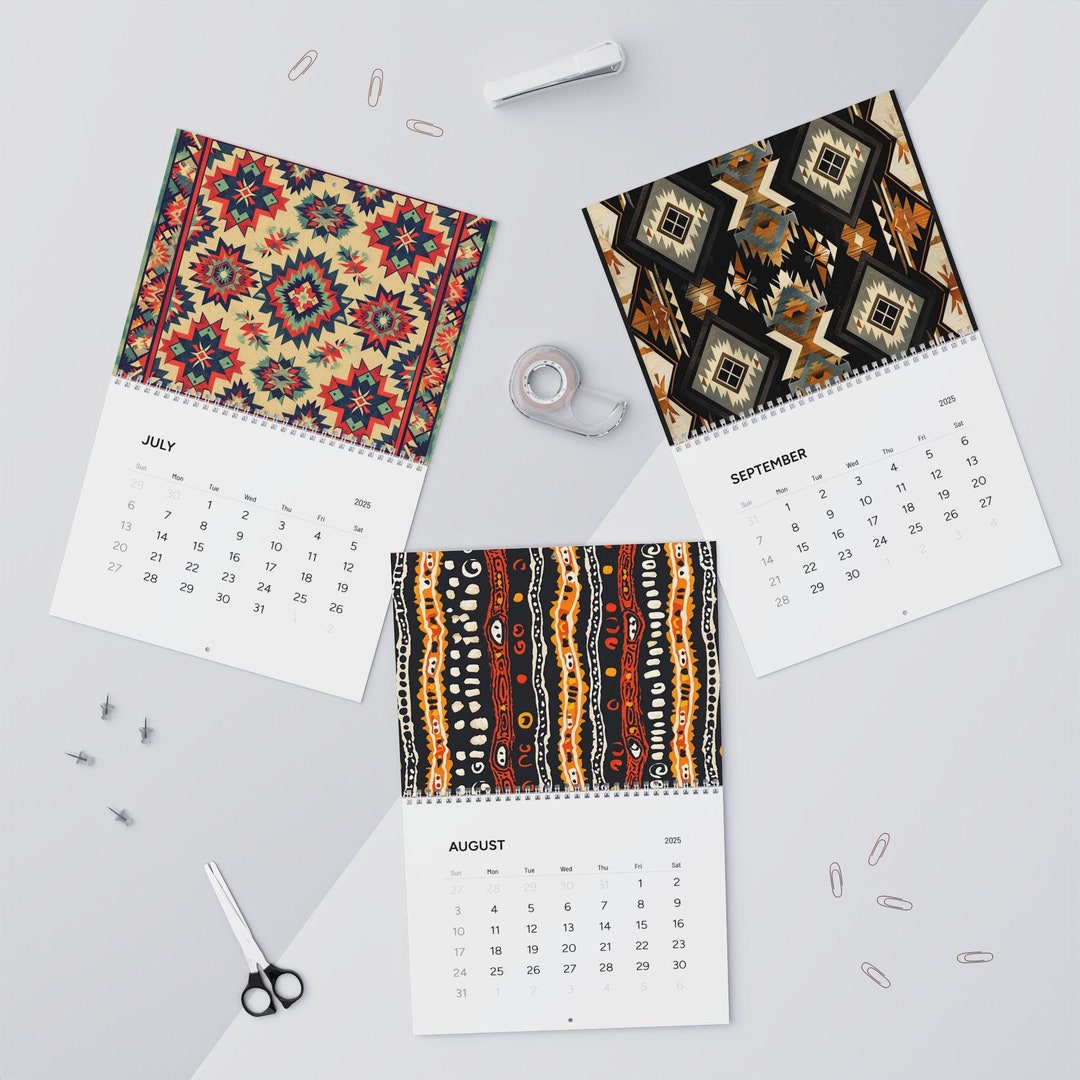 Aztec Designs Wall Calendar 2025 Yearly Planner, Tribal Art Monthly ...