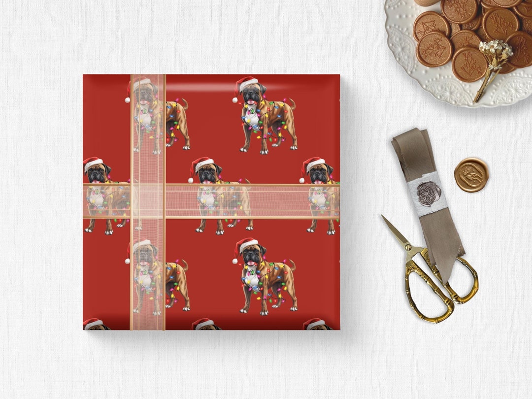Boxer Christmas Wrapping Paper | Boxer Holiday Gift Wrap | Boxer Lovers ...