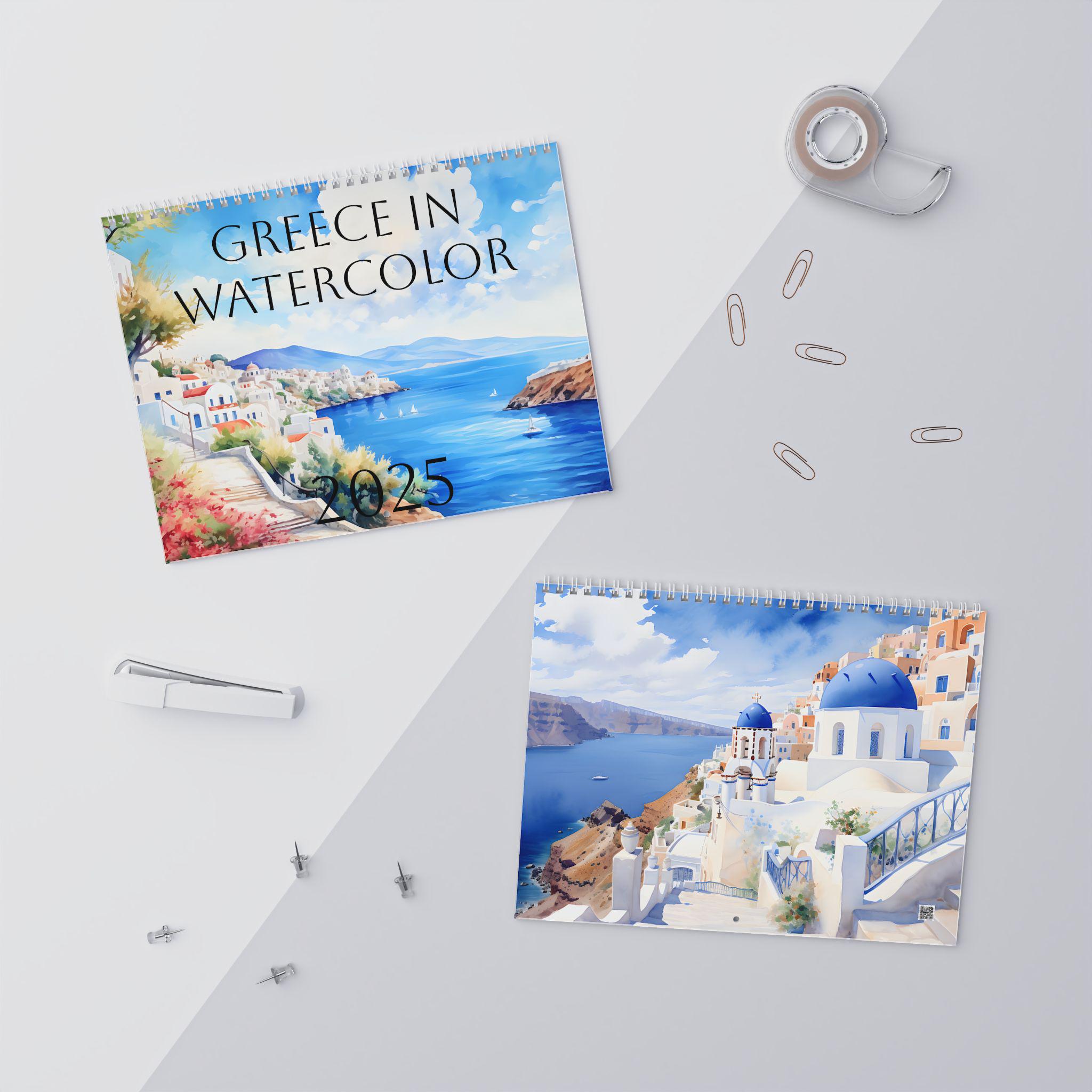 Wall Calendars 2025 Greece in Watercolor, Greek Islands Calendar ...