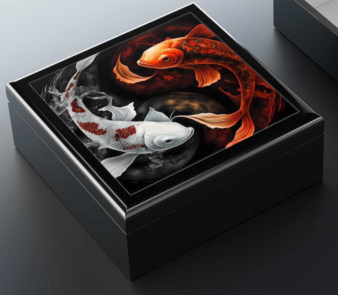 Jewelry Box, Yin-yang Koi Fish Design, Meditation, Mindfulness, Feng ...