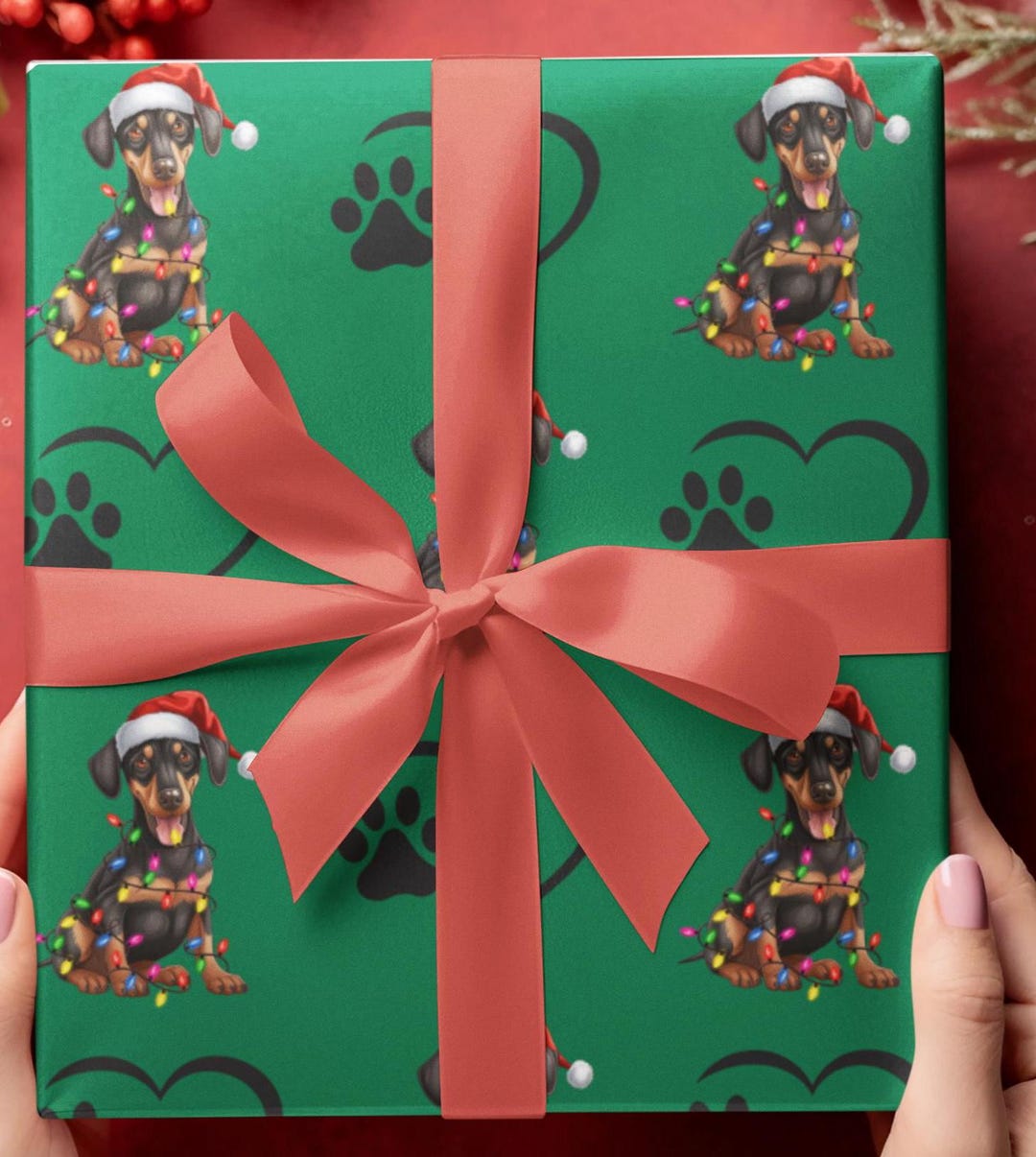 Doberman Pinscher Holiday Wrapping Paper, Available in Two Sizes 24 X 36 and 24 X 72 Dog Lovers ...